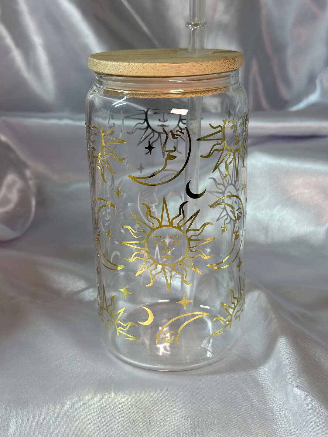 Celestial Sun & Moon Glass Cup - Etsy