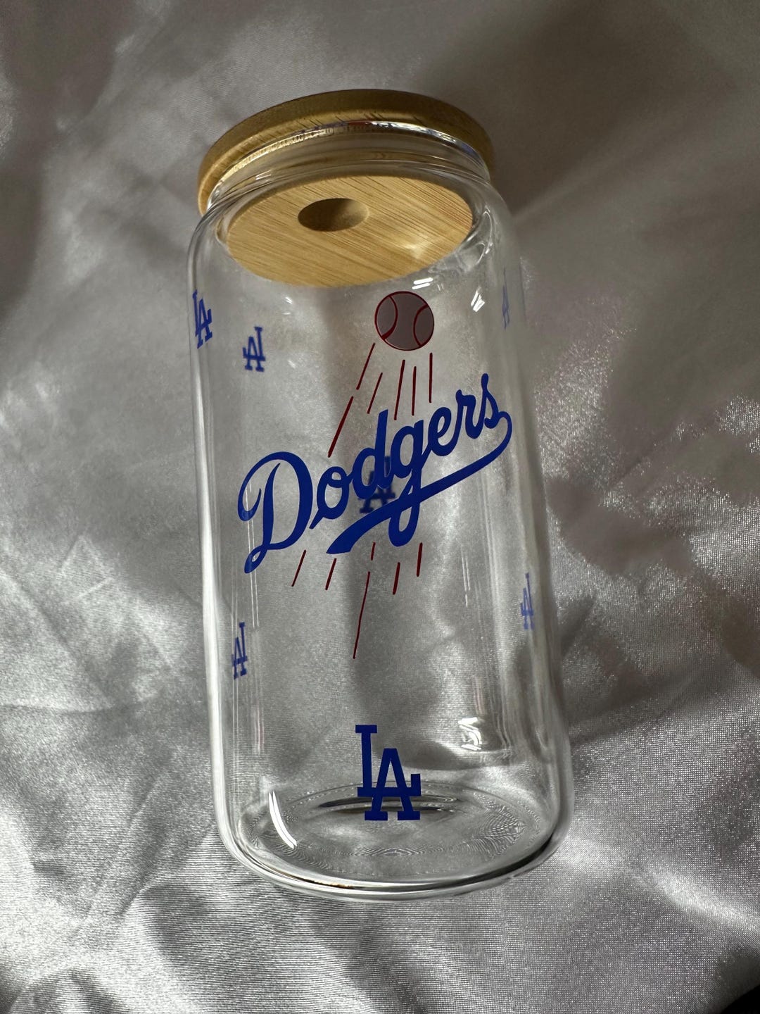 Dodgers Glass Cup – Baseball Iced Coffee Cup, LA Dodgers Tumbler, 16 Oz ...