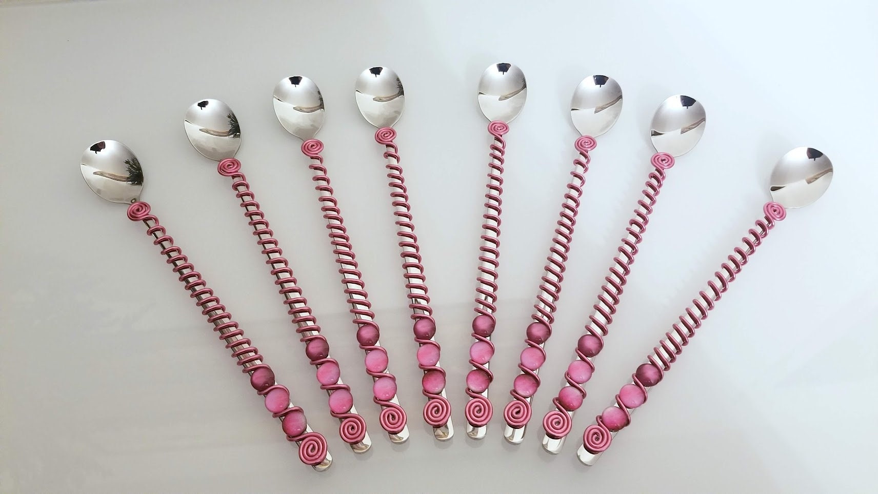 Set of 4 Long Handle Wire Wrapped Iced Tea Spoon, Wire Wrapped Ice ...