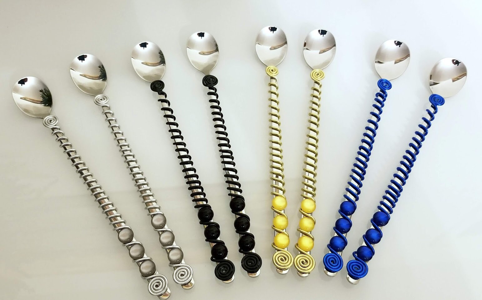 Set of 4 Long Handle Wire Wrapped Iced Tea Spoon, Wire Wrapped Ice ...