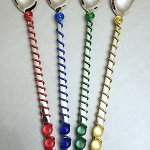 Set of 4 Long Handle Wire Wrapped Iced Tea Spoon, Wire Wrapped Ice ...