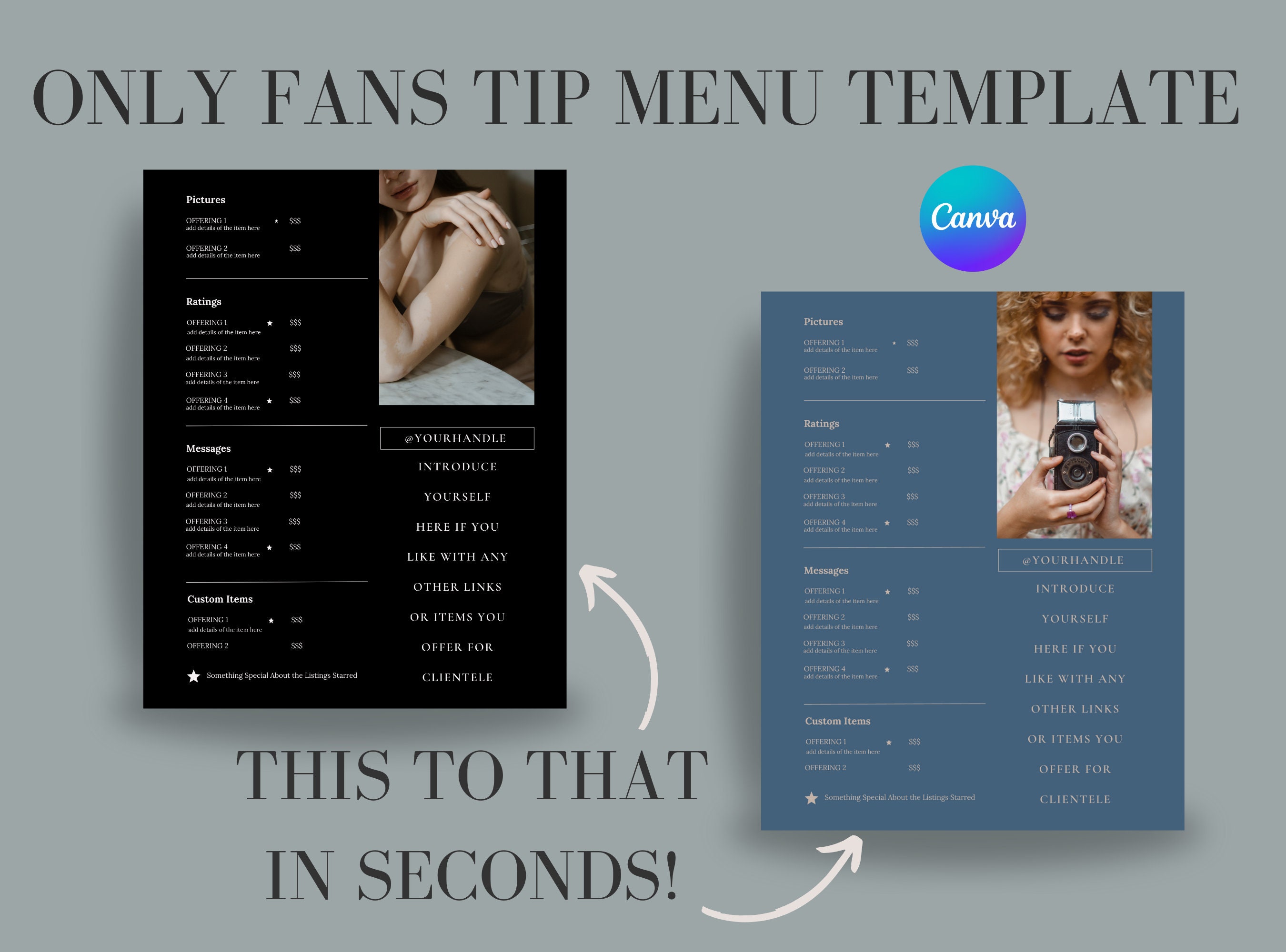 Onlyfans Tip Menu Canva Template Editable Template OF Menu - Etsy