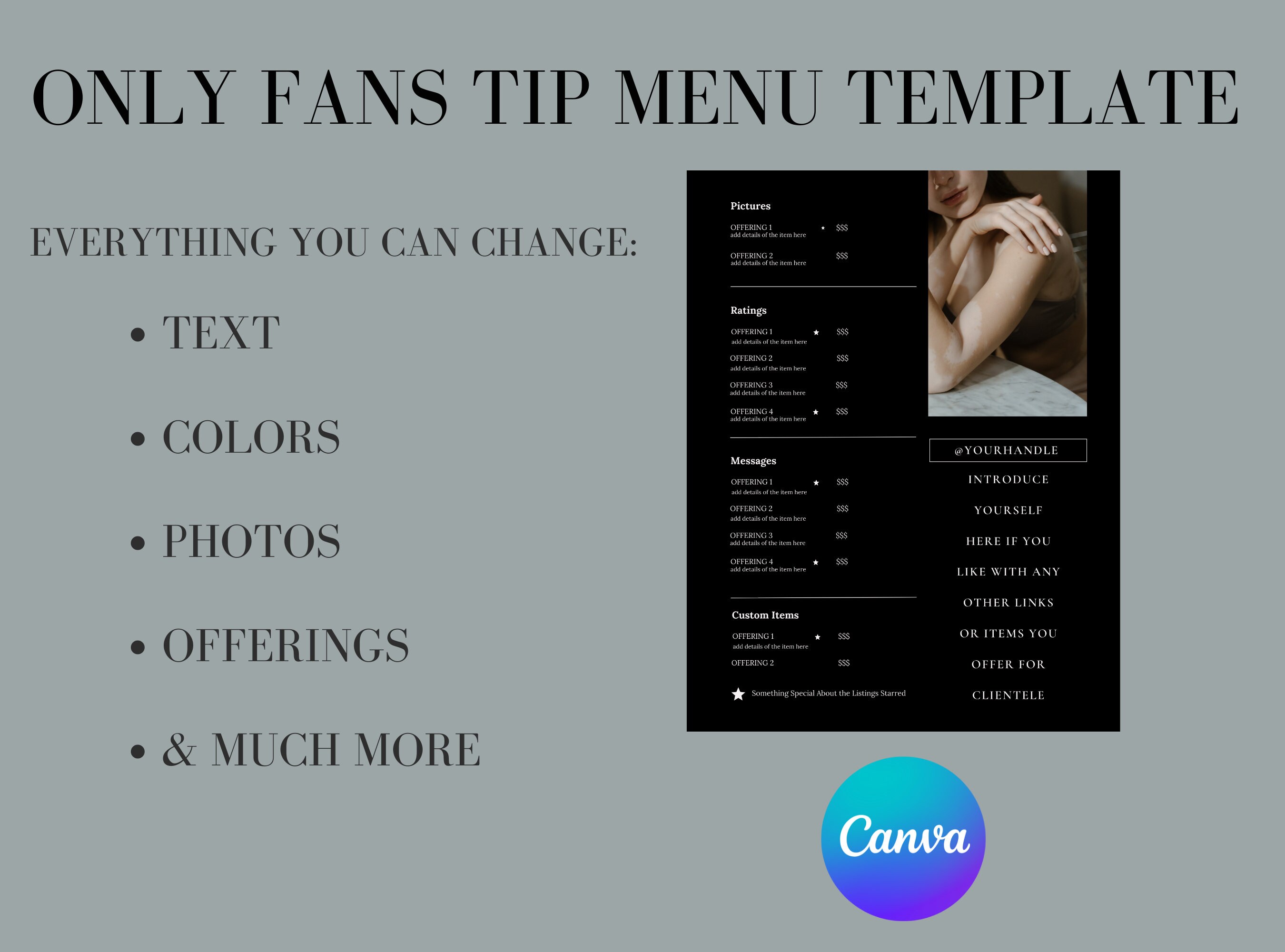 Onlyfans Tip Menu Canva Template Editable Template OF Menu - Etsy