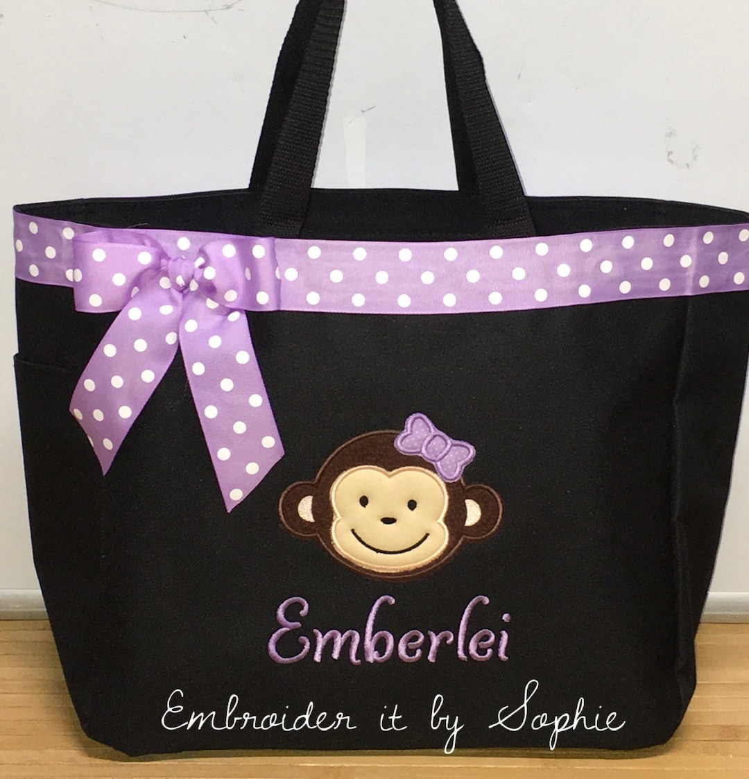 Personalized Monkey Tote Bag/birthday Gift/baby Shower Gift/essential ...