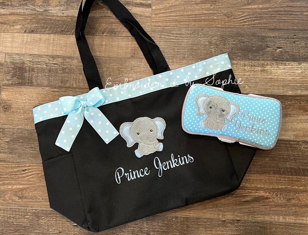 Personalized Baby Elephant Tote Bag Wipe Case Set/baby Shower Gift ...