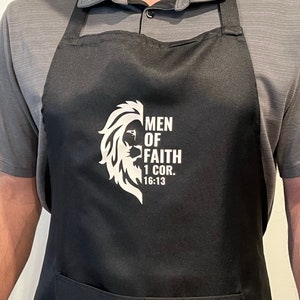 Men of Faith Lion Face Apron/kitchen Baker Chef Baking Apron/father's ...