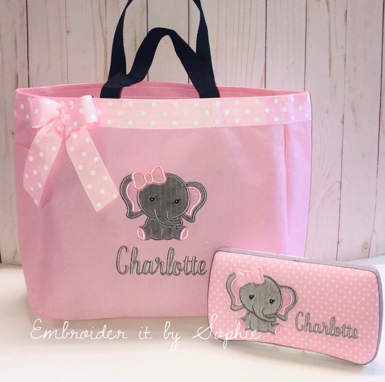 Personalized Baby Elephant Tote Bag Wipe Case Set/baby Shower Gift ...