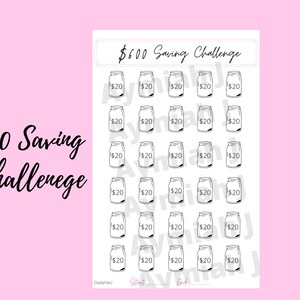 600 Dollar Saving Challenge - Etsy