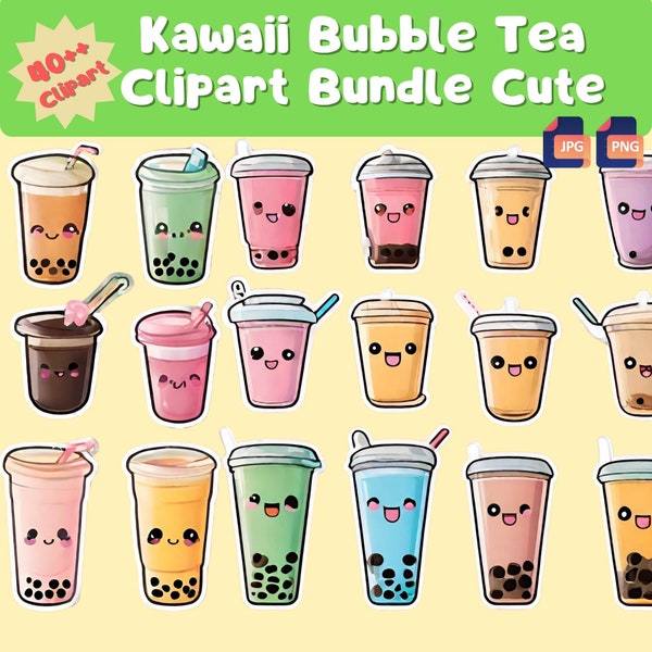 Cute Boba Kawaii Clip Art - Etsy