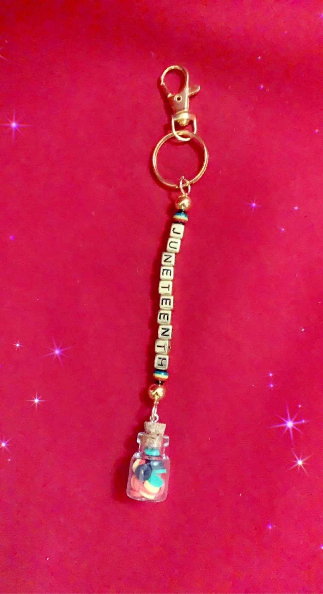 Juneteenth Beaded Keychain-juneteenth Keychain Ice Gold Green Keychain ...