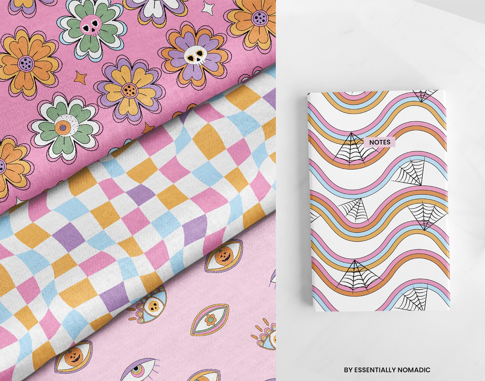 Pastel Halloween Digital Paper, Pink Purple Retro Halloween Seamless ...