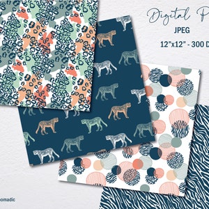 Trendy Leopard Digital Paper, Animal Skin Print, Seamless Pattern ...
