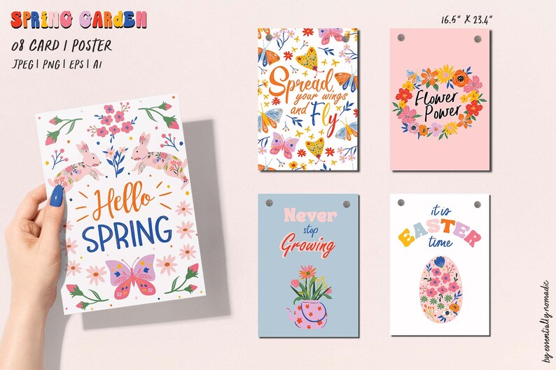 Spring Clipart Set Floral Seamless Pattern Easter Printable - Etsy