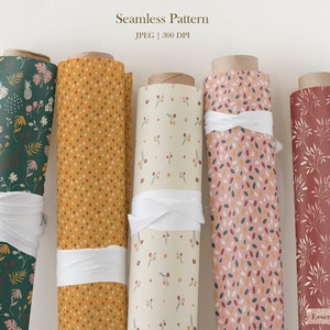 Floral Digital Paper, Boho Flowers Seamless Pattern,fall Floral ...