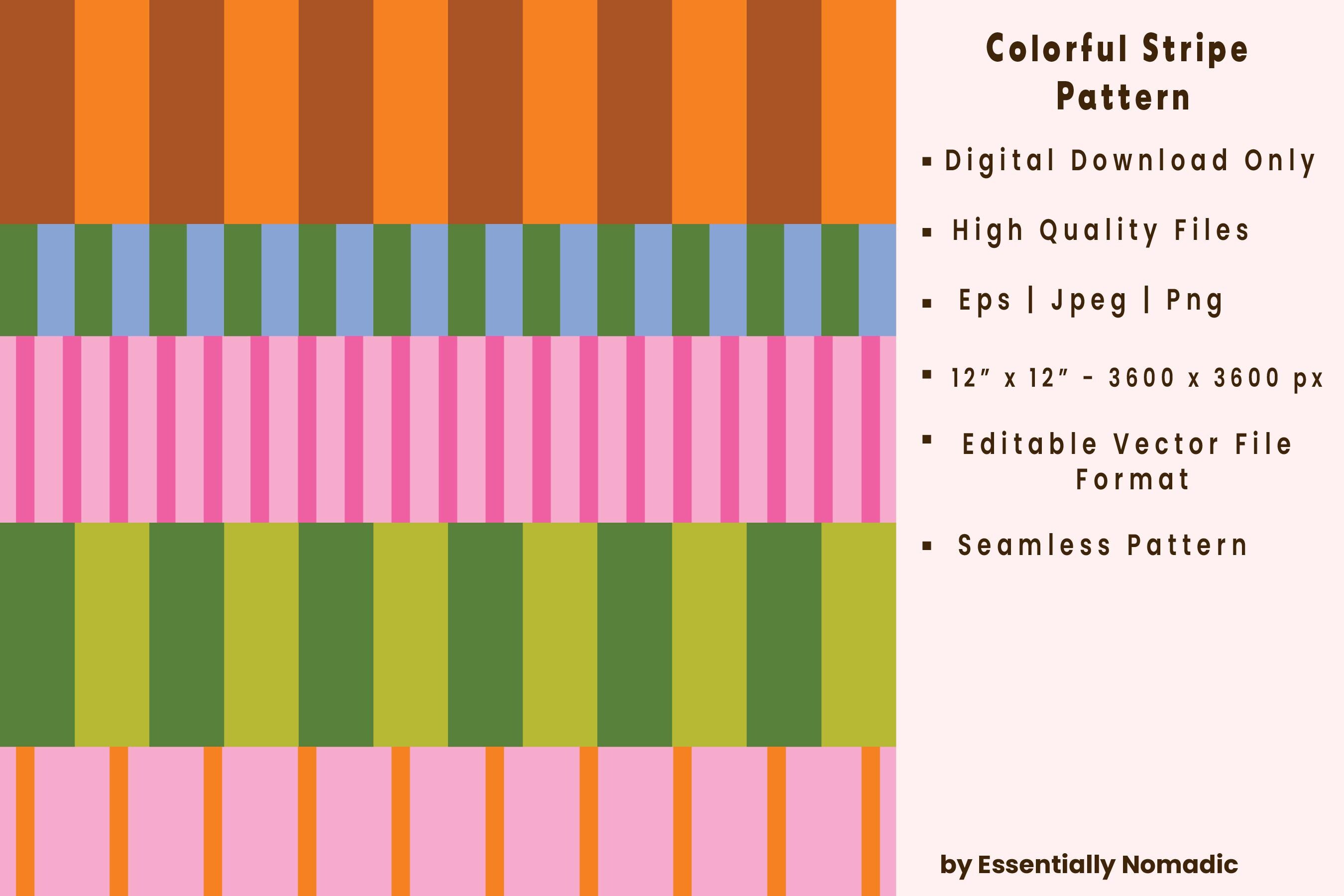 Colorful Bold Stripe Seamless Pattern Repeat File, Vibrant-wide-thin ...