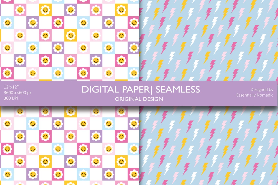 90s Retro Digital Paper Y2k Aesthetic Seamless Pattern | Etsy
