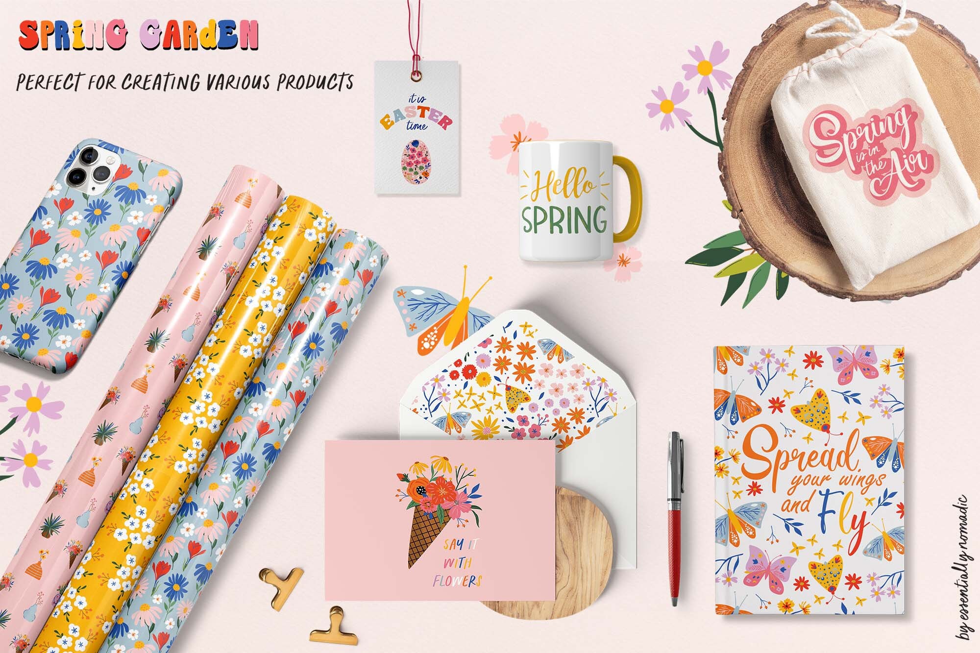 Spring Clipart Set Floral Seamless Pattern Easter Printable - Etsy