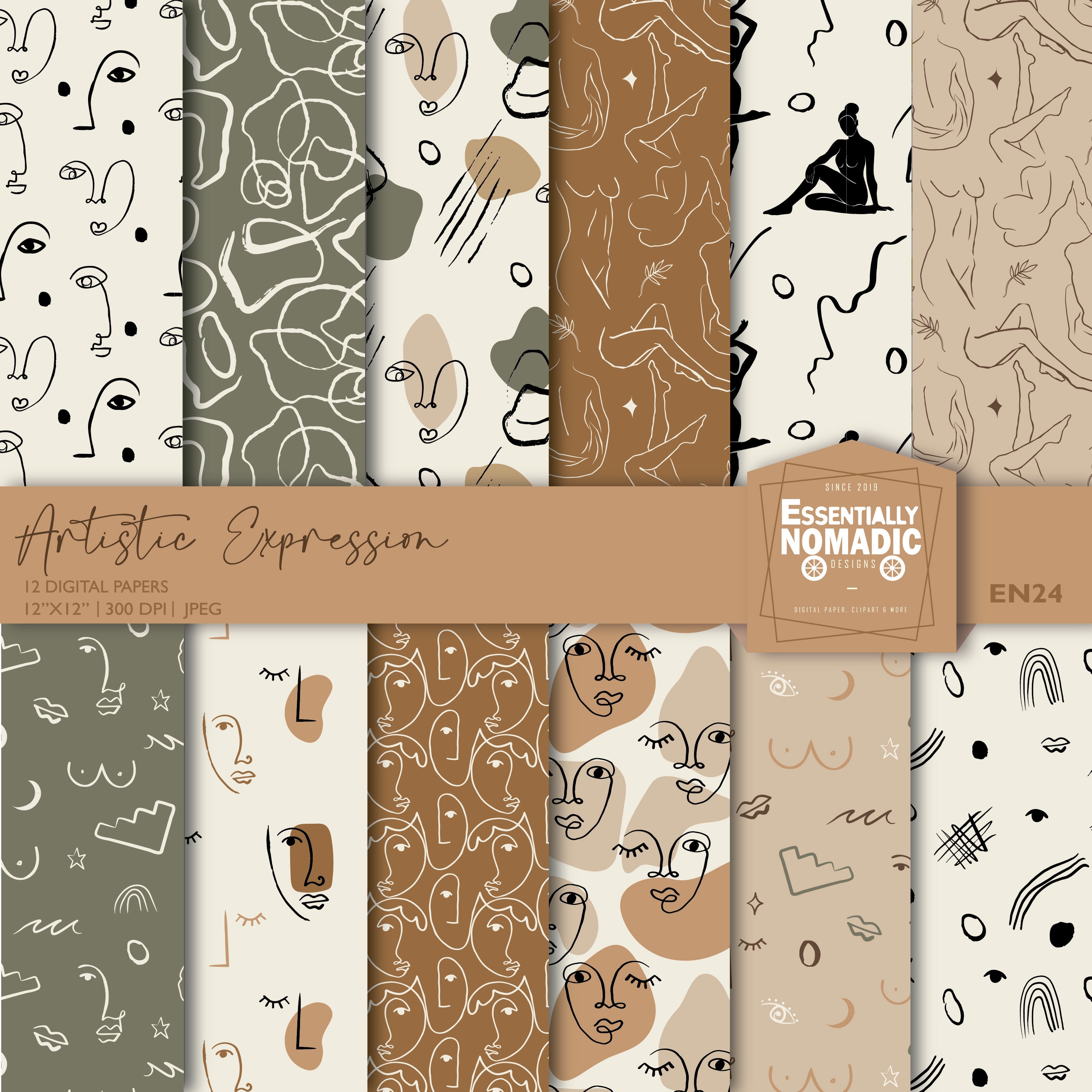 Abstract Digital Paper Line Art Seamless Patternmodern - Etsy