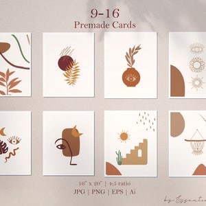 Boho Clipart Set, Woman Illustration, Abstract Shapes, Modern Elements ...