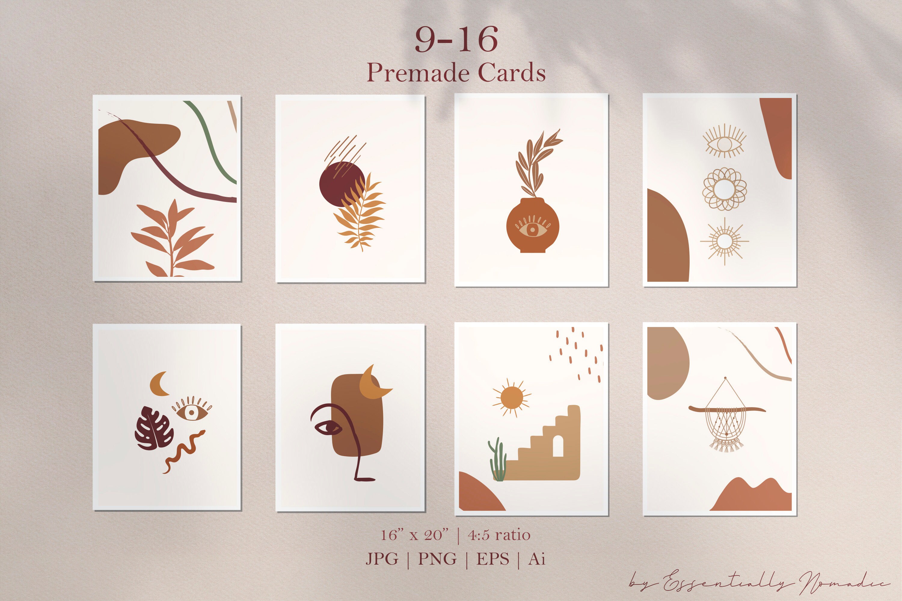 Boho Clipart Set Woman Illustration Abstract Shapes Modern - Etsy