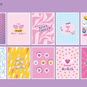 Y2K 90s Nostalgia Pattern and Clipart Set Printable Cards - Etsy