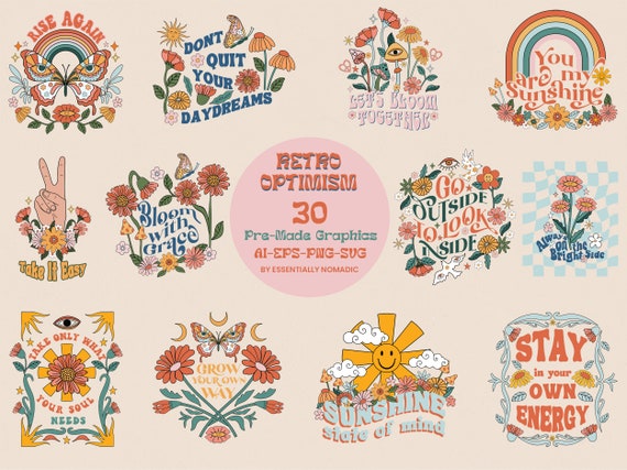 Retro Graphics Bundle Retro Sublimation Png Files Svg Tshirt - Etsy