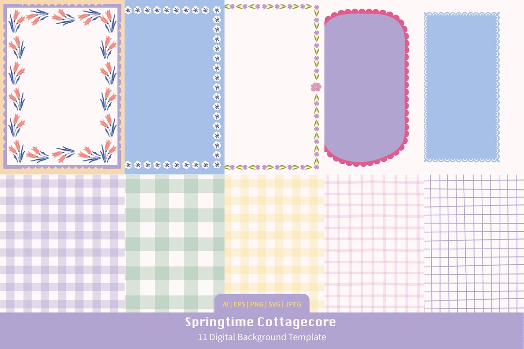 Cottagecore Scrapbooking Kit - Floral Border Spring Pastel Papers ...