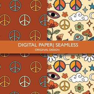 70s Retro Floral Digital Paper, Seamless Pattern,retro Background ...