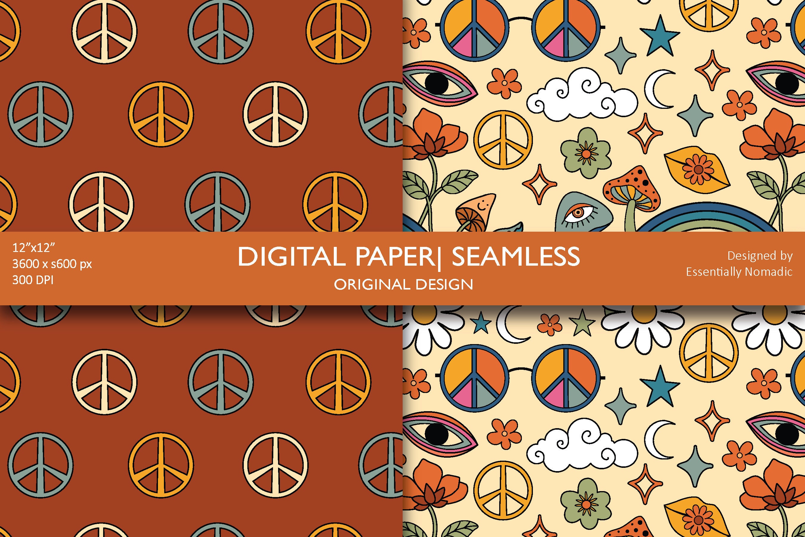 70s Retro Floral Digital Paper Seamless Patternretro - Etsy