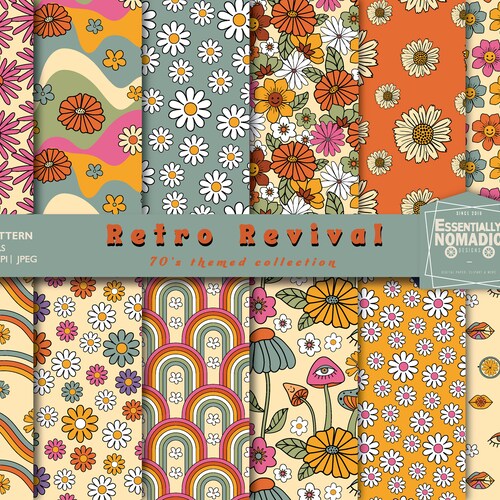 Floral Digital Paperbohemian Flower Seamless Pattern Meadow - Etsy