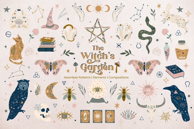 Witch Clipart Set Witchcraft Graphic Elements Vector File - Etsy