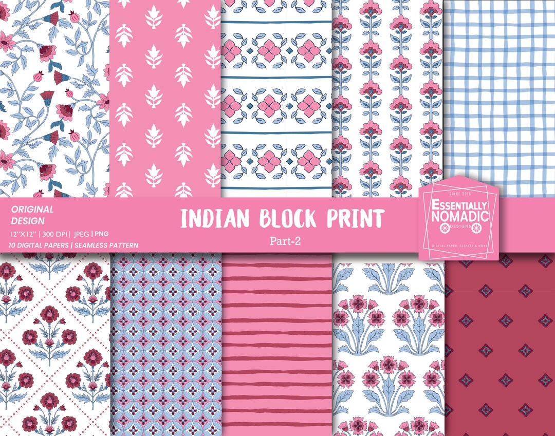 Ethnic Indian Print Digital Paper, Textile Print Seamless Pattern ...