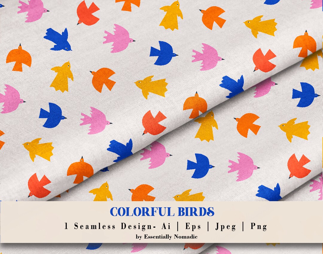 Colorful Birds Seamless Pattern, Scandinavian Repeat Pattern Design for ...