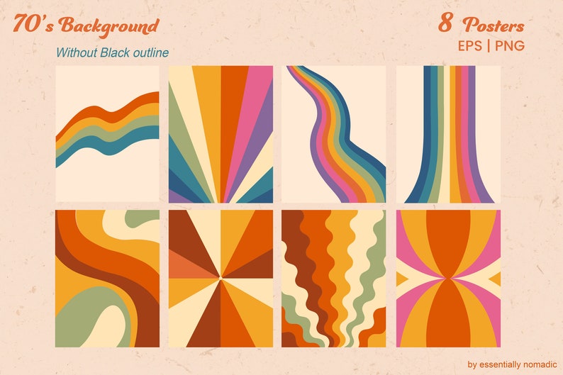 Retro Background, Printable Paper, Groovy Digital Poster Print,60s 70s ...