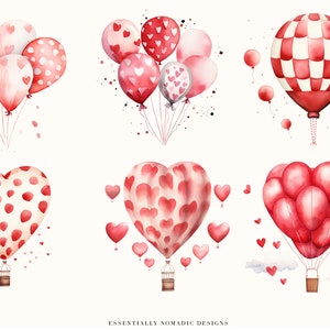 Watercolor Valentine's Day Party Clipart, Red White Watercolor Romantic ...