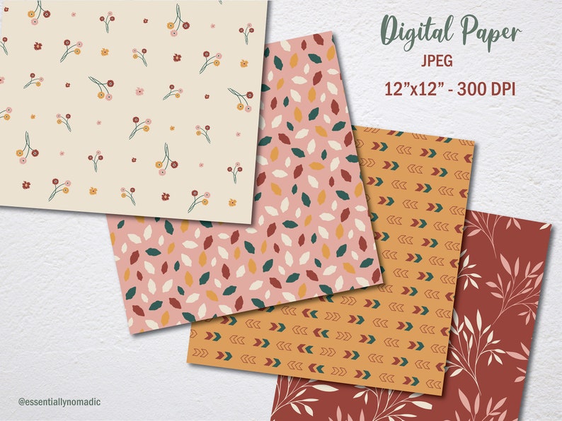 Floral Digital Paper Boho Flowers Seamless Pattern Floral - Etsy