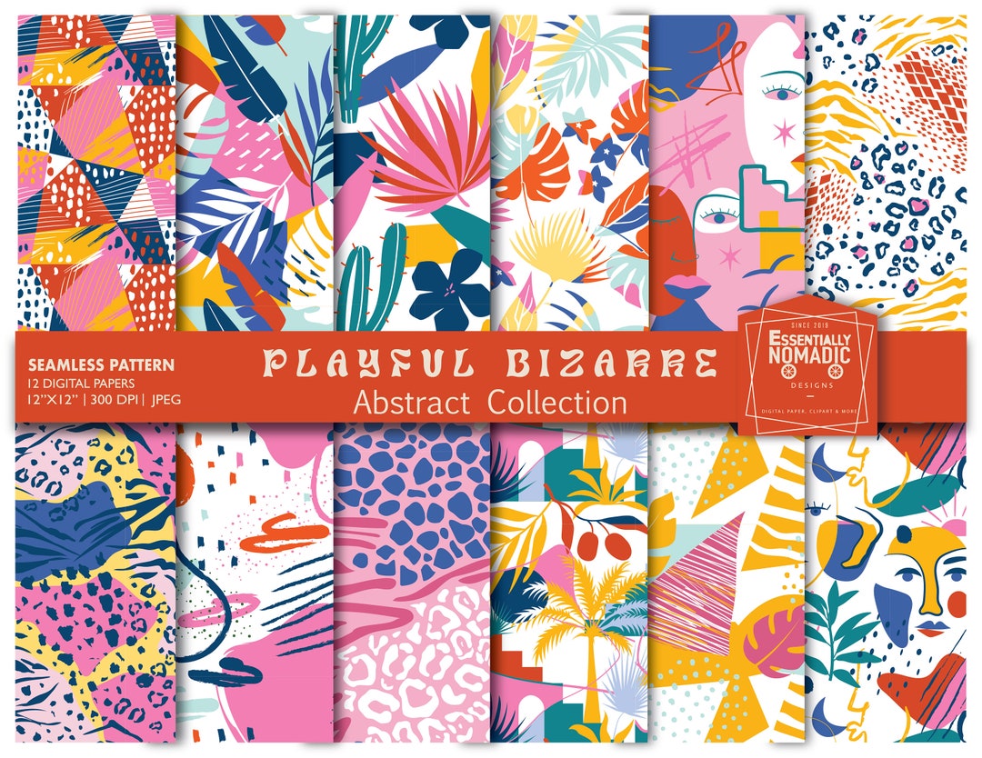 Colorful Modern Abstract Digital Paper, Pop Art Seamless Pattern Fabric ...