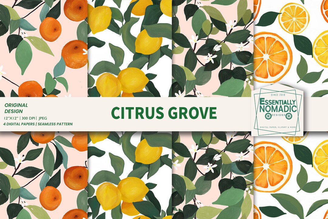 Citrus Digital Paper, Oranges Digital Paper,repeat Pattern, Seamless ...