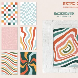 70s Retro Background Paper, Hippie Pattern Checkerboard Groovy Poster ...