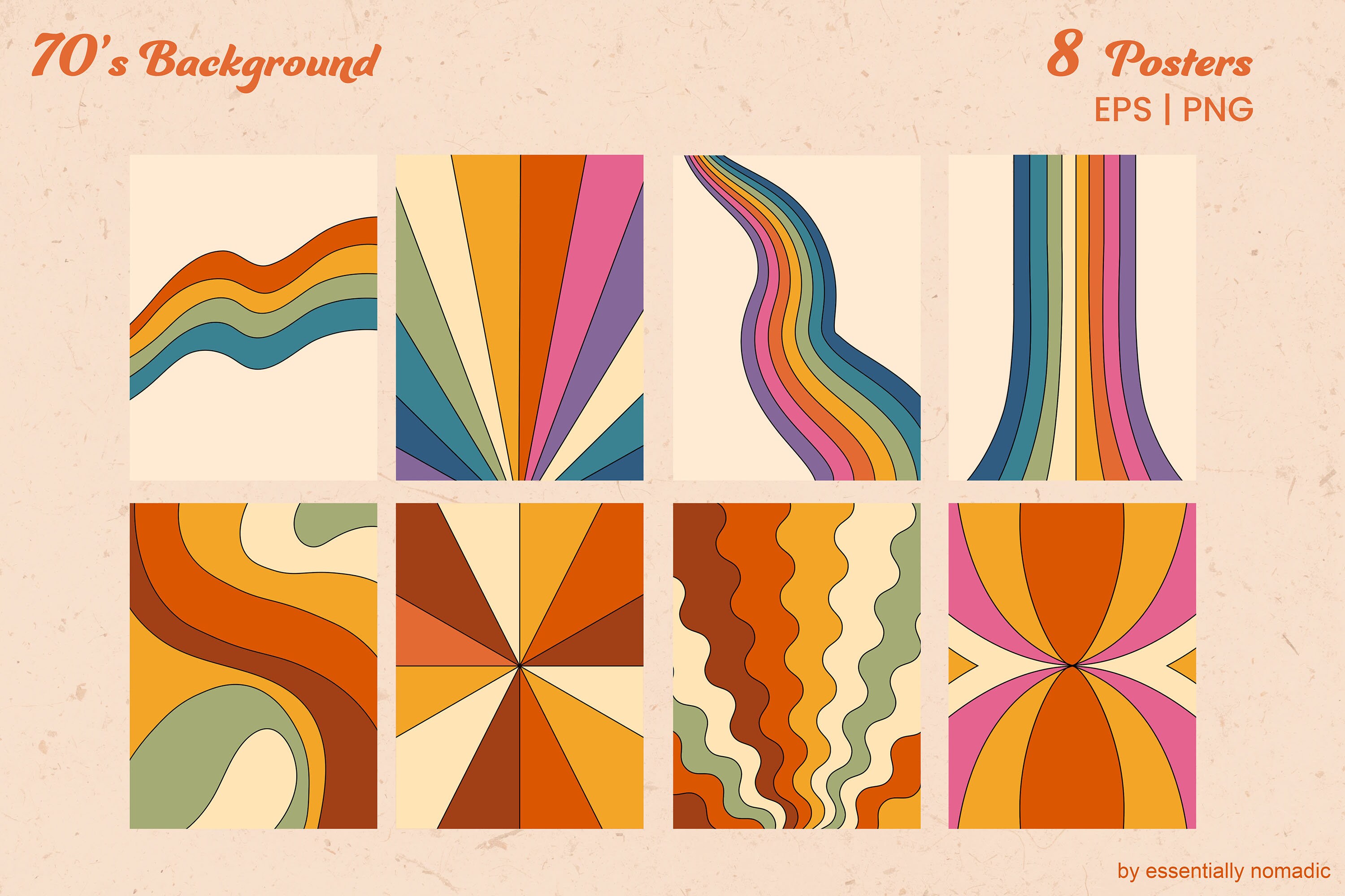 Retro Background Printable Paper Groovy Digital Poster - Etsy