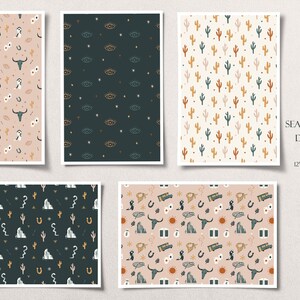 Wild West Digital Paper,southwestern Print,boho Cactus Sun Eye Cowboy ...