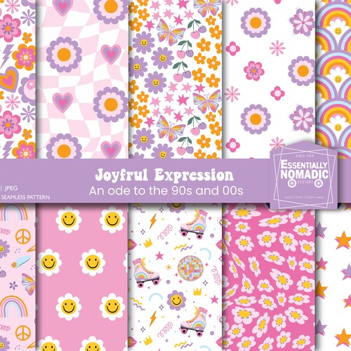 90s Retro Digital Paper Y2k Aesthetic Seamless Pattern - Etsy