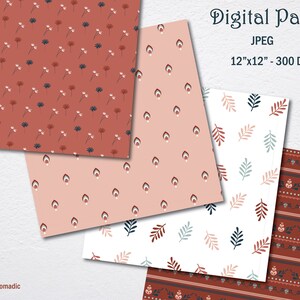 Modern Boho Digital Paper Seamless Pattern, Minimal Ethnic Geometric ...
