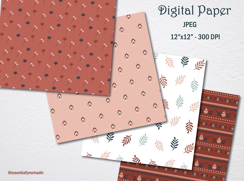 Modern Boho Digital Paper Seamless Pattern Minimal Ethnic | Etsy
