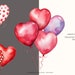 Watercolor Heart Balloon Clipart Set, Valentines Day Clipart, Red ...