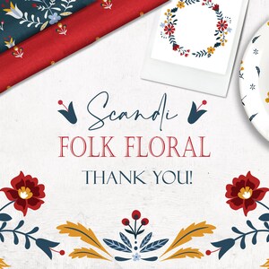 Folk Floral Clipart, Scandinavian Flower Png, Folk Art Flower Png ...