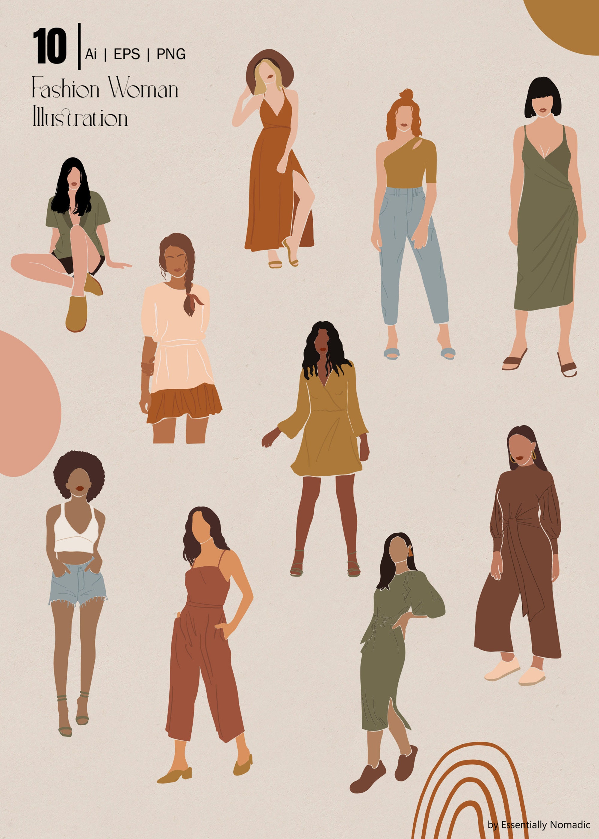 Abstract Woman Clipart Modern Feminine Art Boho Woman - Etsy