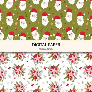 Christmas Digital Paper Pack, Christmas Background, Santa Christmas ...