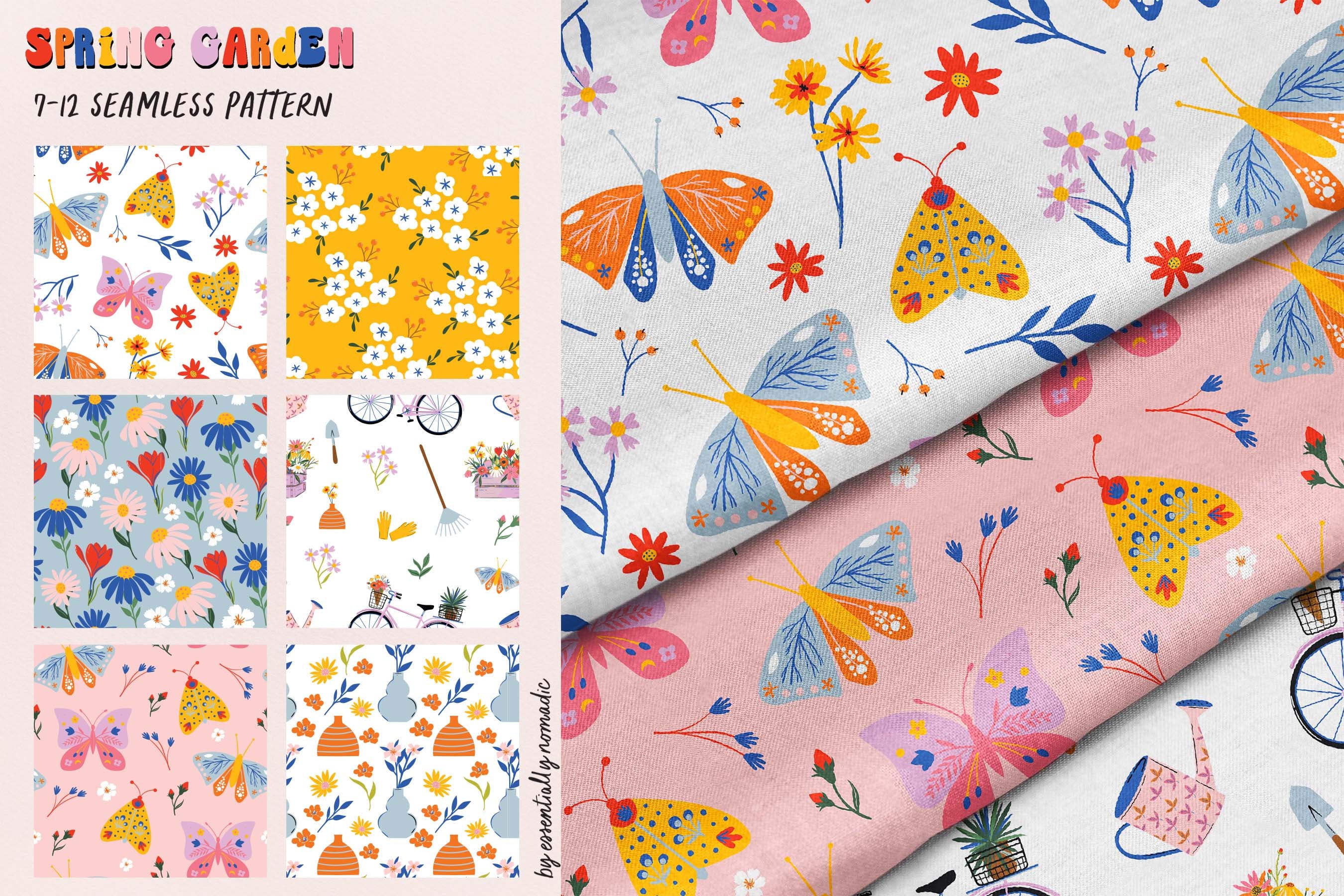 Spring Clipart Set Floral Seamless Pattern Easter Printable - Etsy