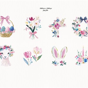 Easter Watercolor Clipart Set - Whimsical Spring Elements - Floral ...